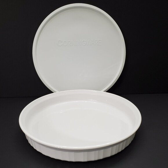 Corningware | Kitchen | Corningware White Ribbed Round Quiche Dish ...